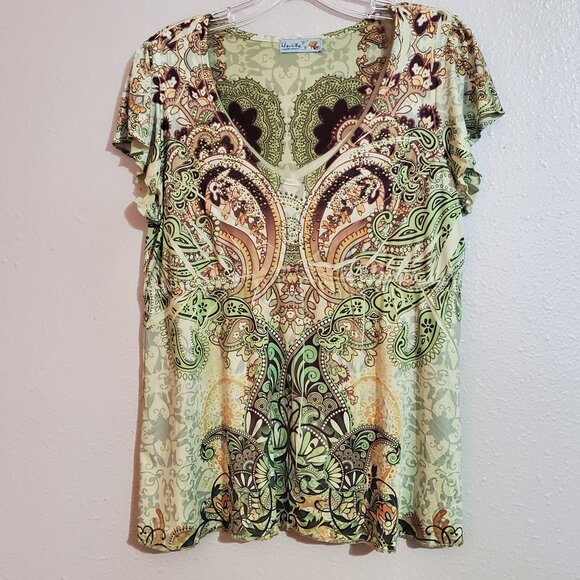 Unity World Wear | Tops | Unity World Wear Embellished Vneck Top Size ...